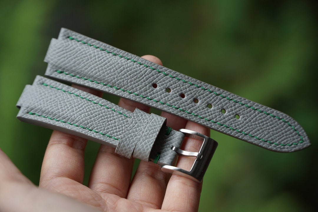 Custom Grey Leather Notched Watch Strap for Tissot PRX Watch - Oris ...