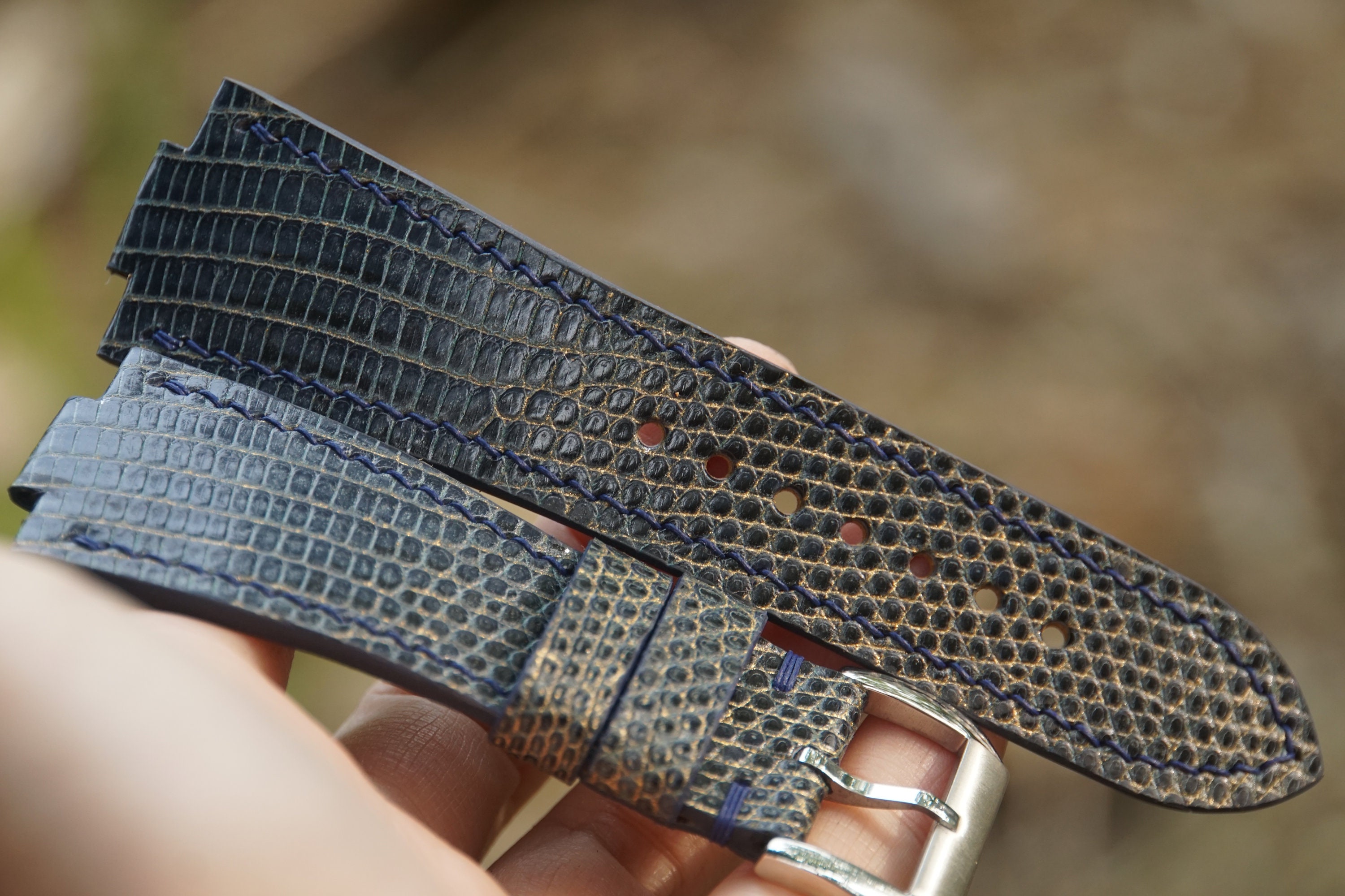 Blue Mix Gold Lizard Leather Watch Strap for Tissot PRX Watch - Etsy