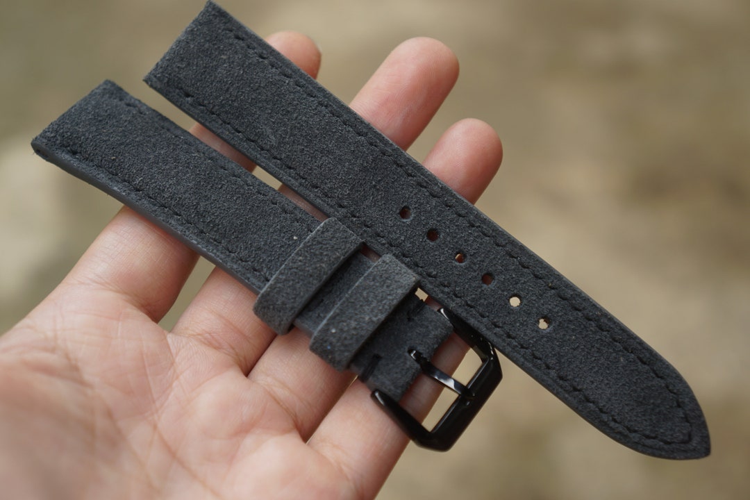 Dark Grey Suede Leather Watch Strap/calfskin Watch Strap 26mm 24mm 22mm ...