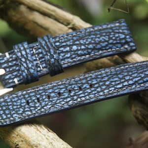 Blue Shark Skin Watch Strap/quick Release Watch Strap 17mm 18mm 19mm ...