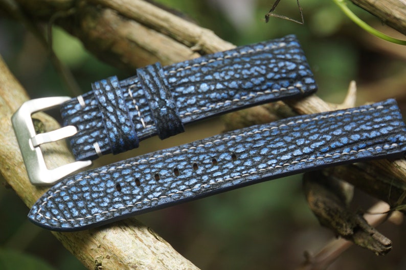 Blue Shark Skin Watch Strap/quick Release Watch Strap 17mm - Etsy