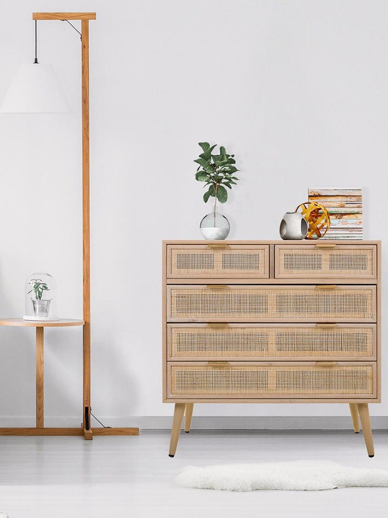 HERA Rattan dresser cabinet commode handmade bedroom | Etsy