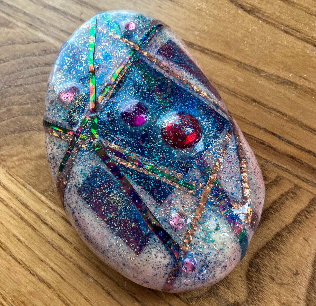 PAPERWEIGHT Lake Michigan STONE COLLAGE Beautiful Detail, Jewel Accents ...