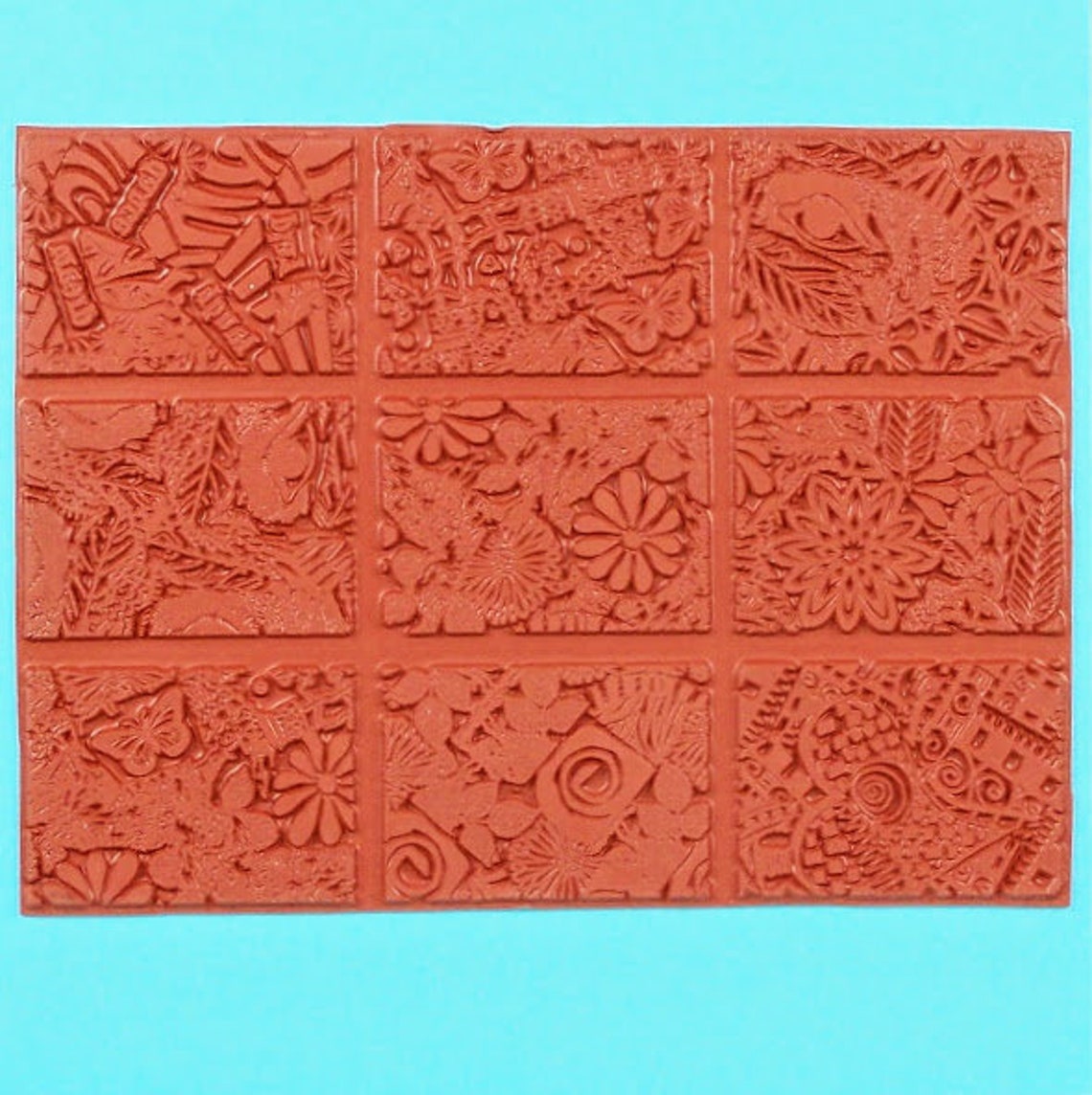 VULCANIZED RED RUBBER 9 Collage Designs, Deep Etched, Journals, Clay ...