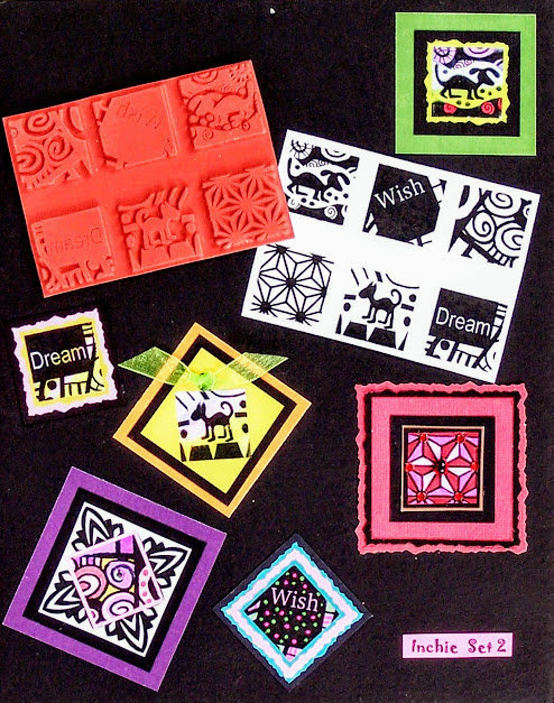 Six (6) RUBBER STAMP INCHES 1" X 1" Sandi Obertin Designs - Etsy