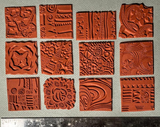 Unique VULCANIZED RED RUBBER Deep Etched Stamps, Journals, Clay, Pmc ...