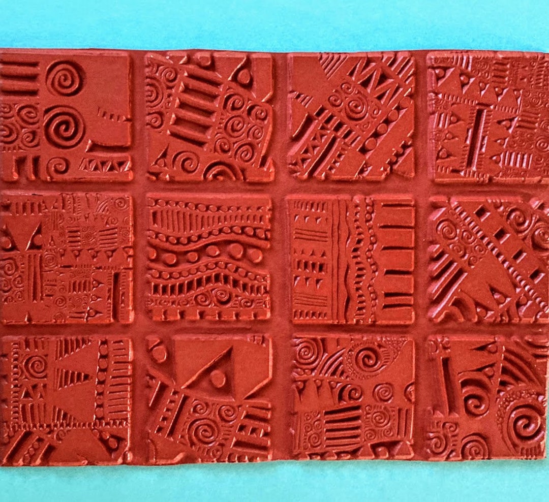 DEEP ETCHED TEXTURES 12 Red Rubber Abstract Designs, Lead Free ...