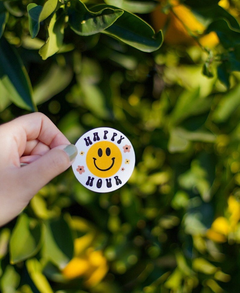 Smiley Face Retro Stickers Happy Hour Boho Sticker Good | Etsy