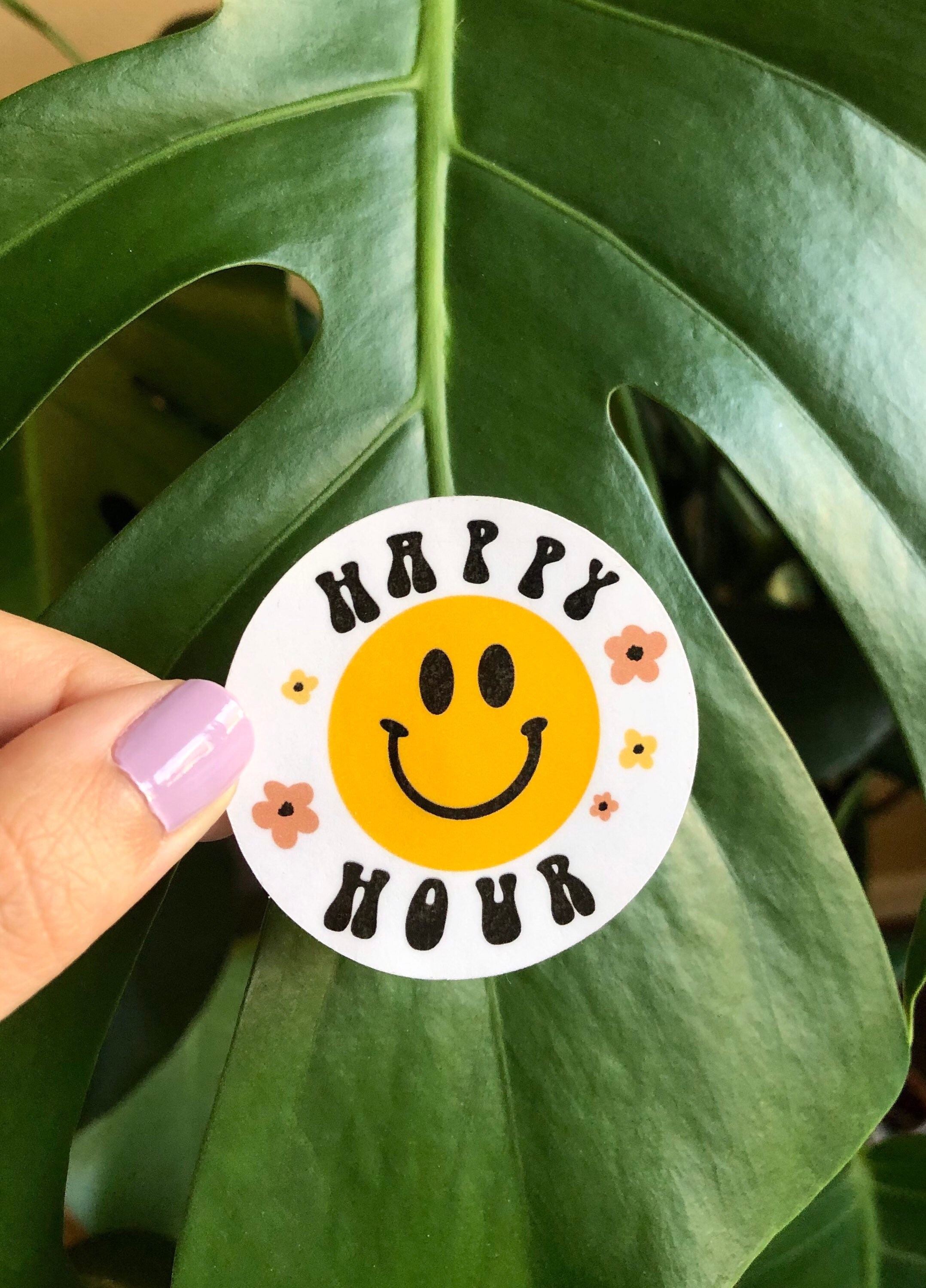 Smiley Face Retro Stickers Happy Hour Hippie Boho Sticker - Etsy