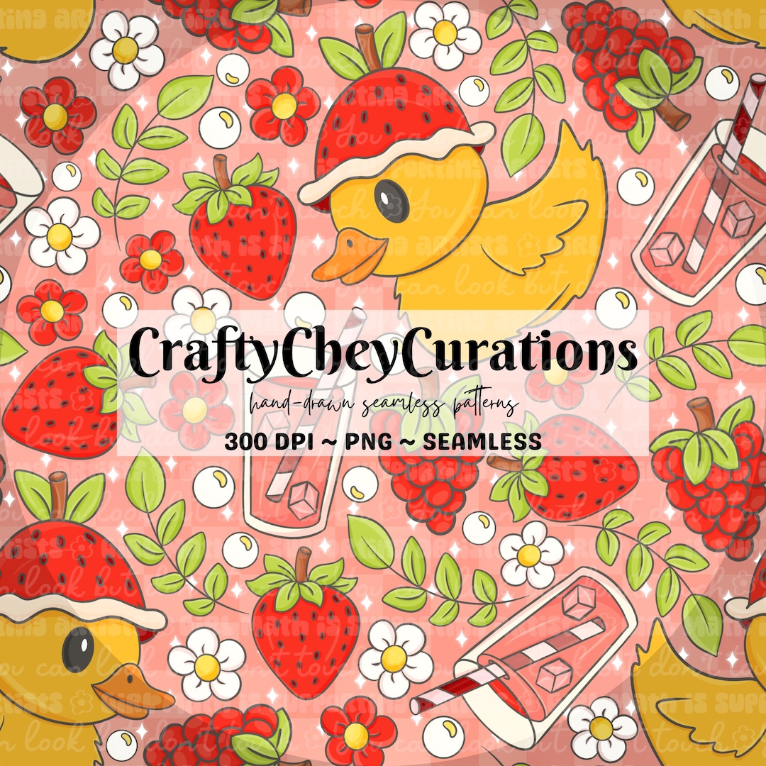 Strawberry Ducks - Lemonade - Spring/summer - Seamless - Instant ...