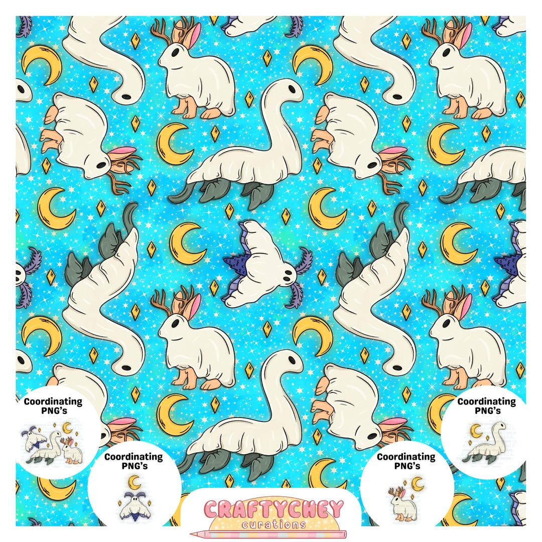 Glowing Ghosty Cryptids - Blue - Seamless - Instant Download - Etsy