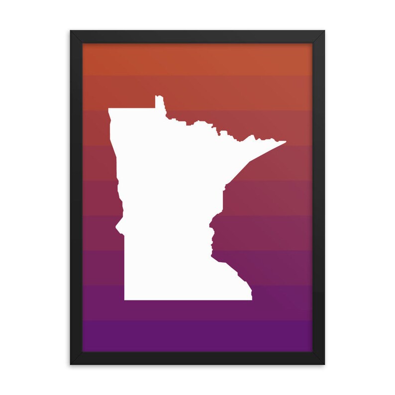 Minnesota Outline Gradient Framed Poster - Etsy