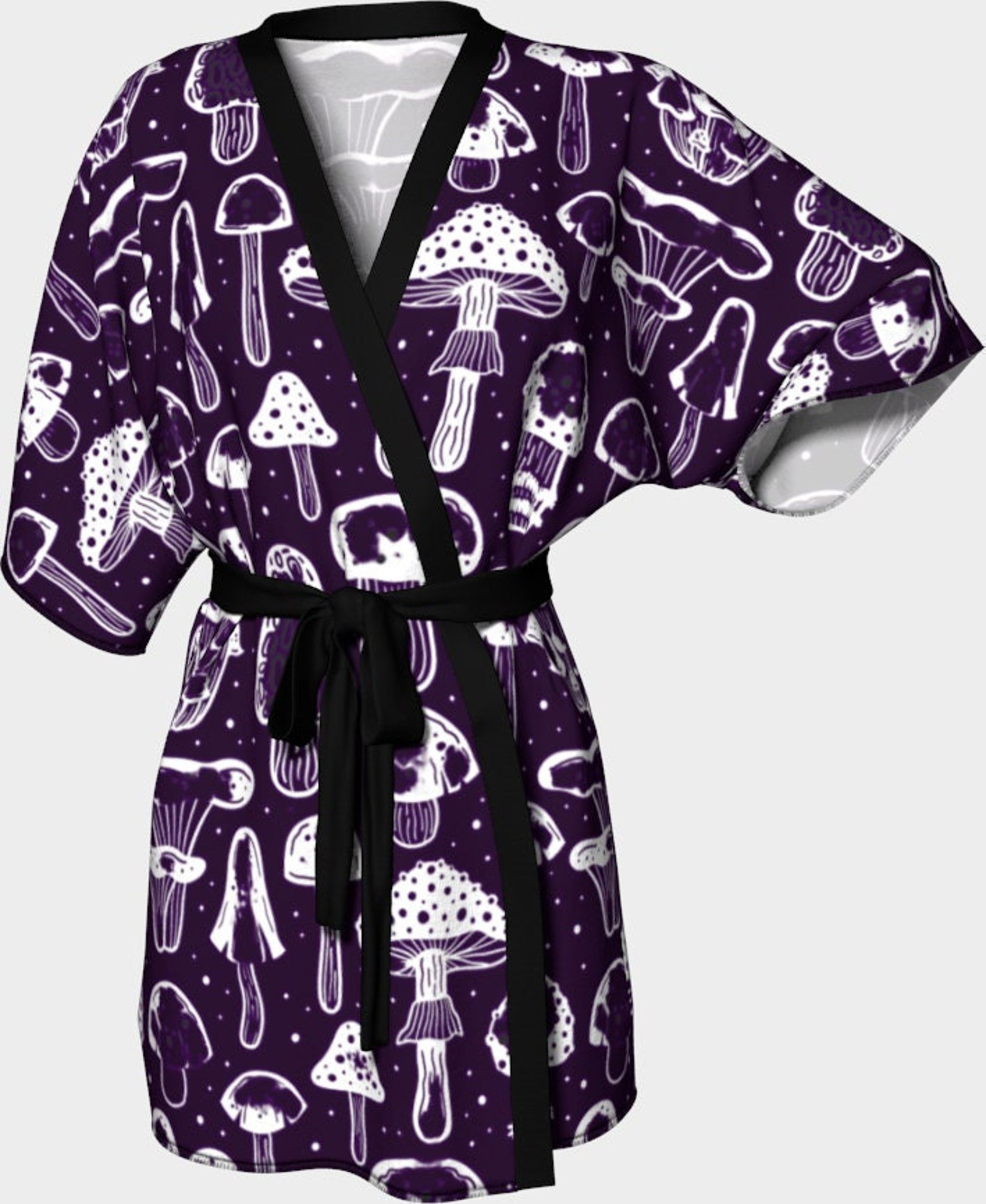 Purple Kimono, Mushroom Kimono, Purple Robe, Purple Mushrooms, Kimono ...