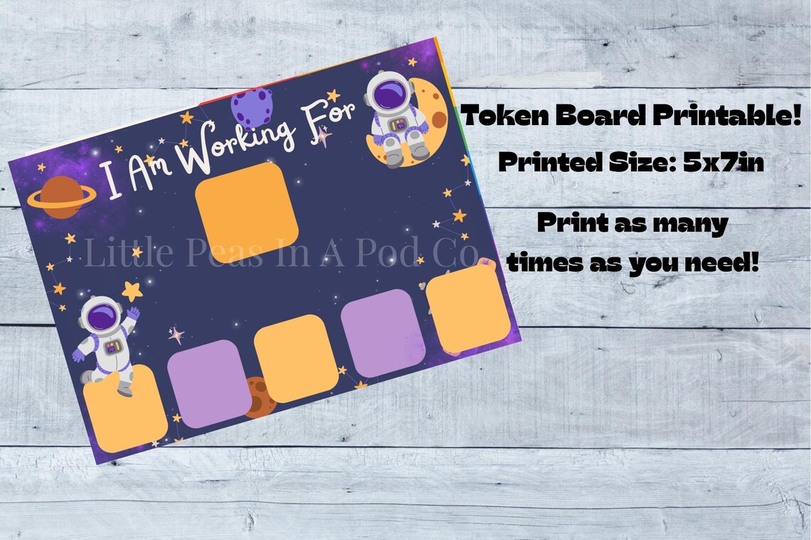 Printable Space Token Board | 5x7 ABA Token Chart | Outer Space Reward ...