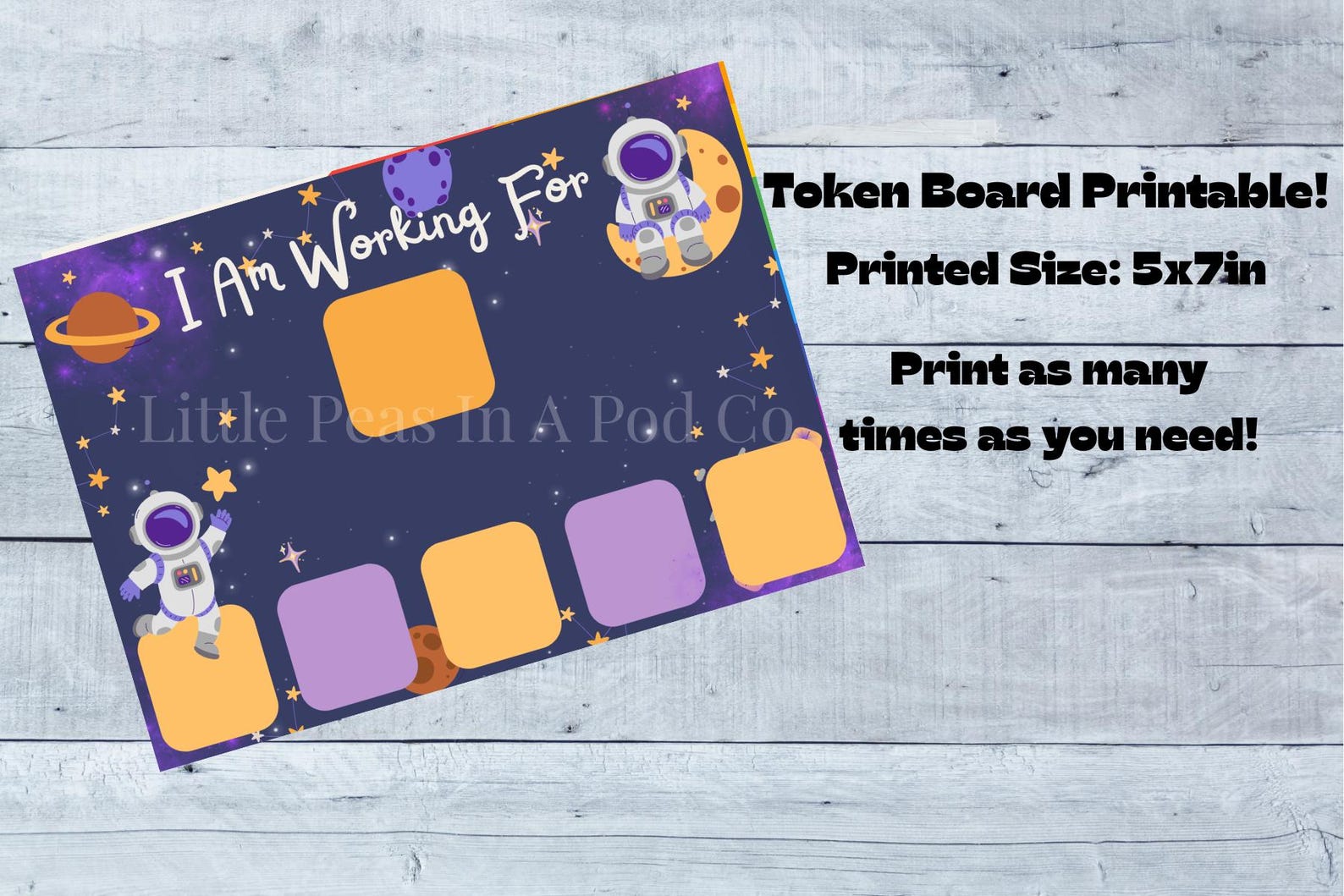 Printable Space Token Board | 5x7 ABA Token Chart | Outer Space Reward ...