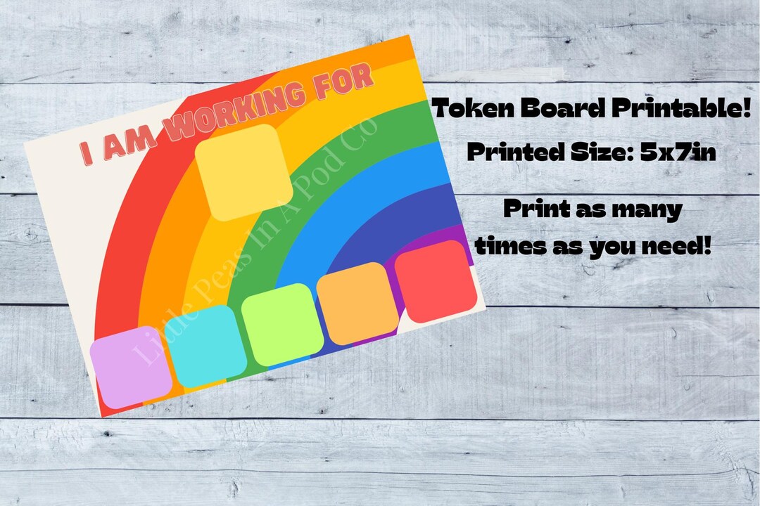 Printable Rainbow Token Board | 5x7 ABA Token Chart | Token Reward ...