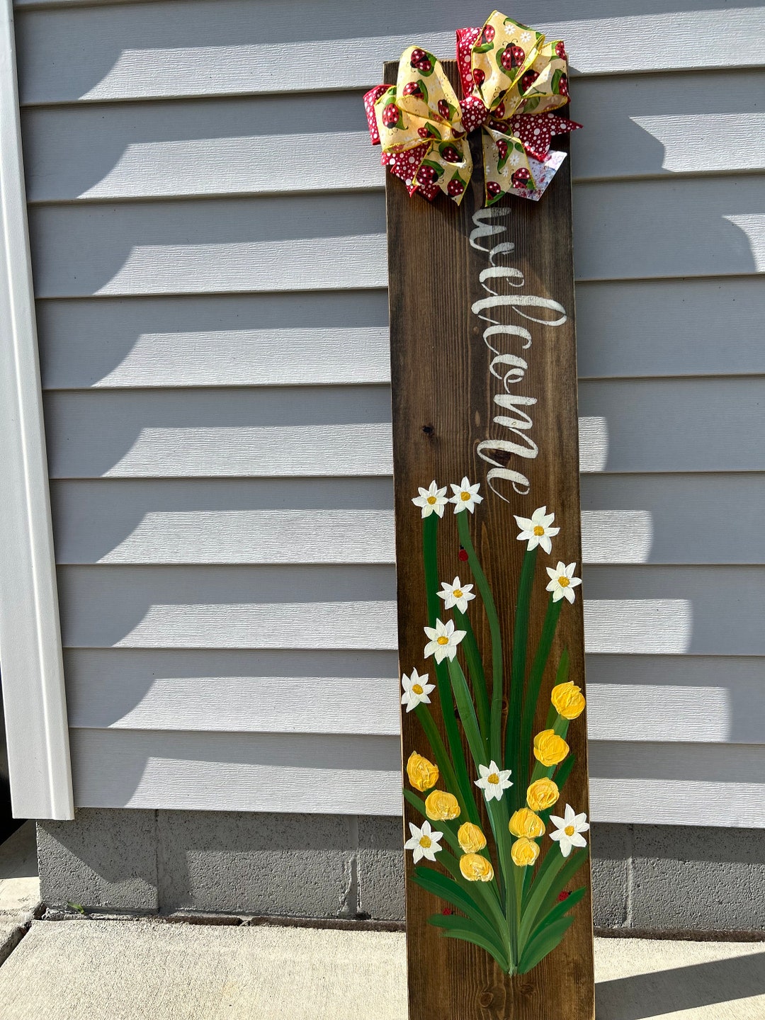 Wildflower Porch Sign, 4 Ft Welcome Porch Sign, Sunflower Spring Decor ...