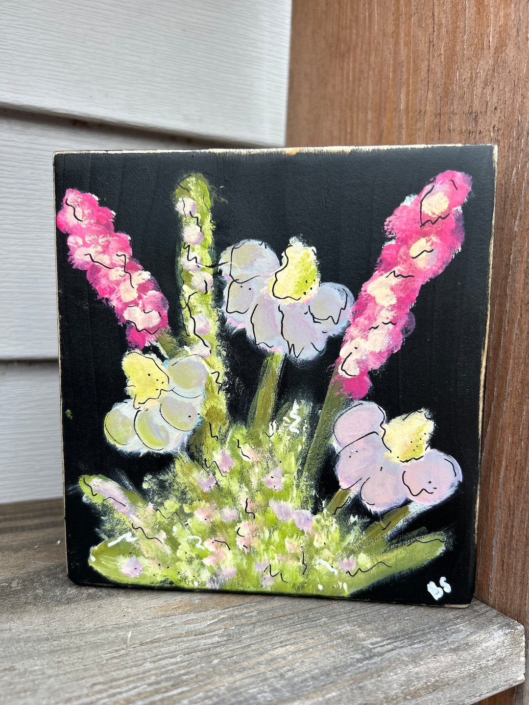 Hand Painted Wooden Sign, Flower Sign, Garden Sign, Floral Sign ...