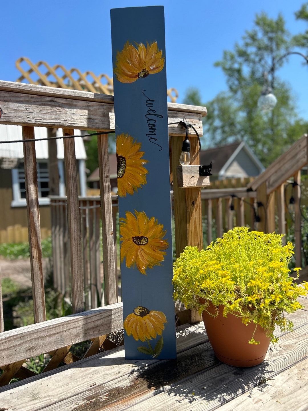 Sunflower Porch Sign, 4 Ft Welcome Porch Sign, Summer Decor, Wildflower ...