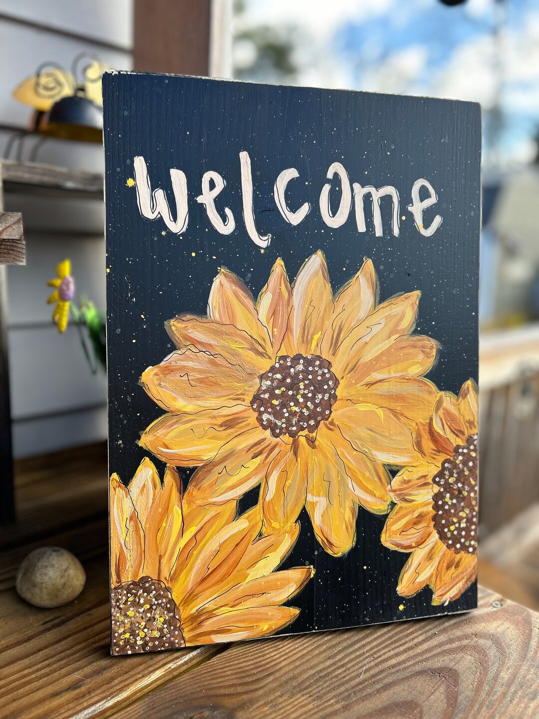 Spring Porch Sign, Sunflower Porch Sign, Flower Welcome Sign, Spring ...