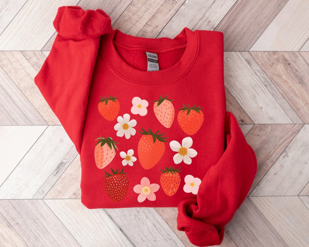 Strawberry Sweatshirt, Cottagecore Clothing, Strawberries Shirt ...