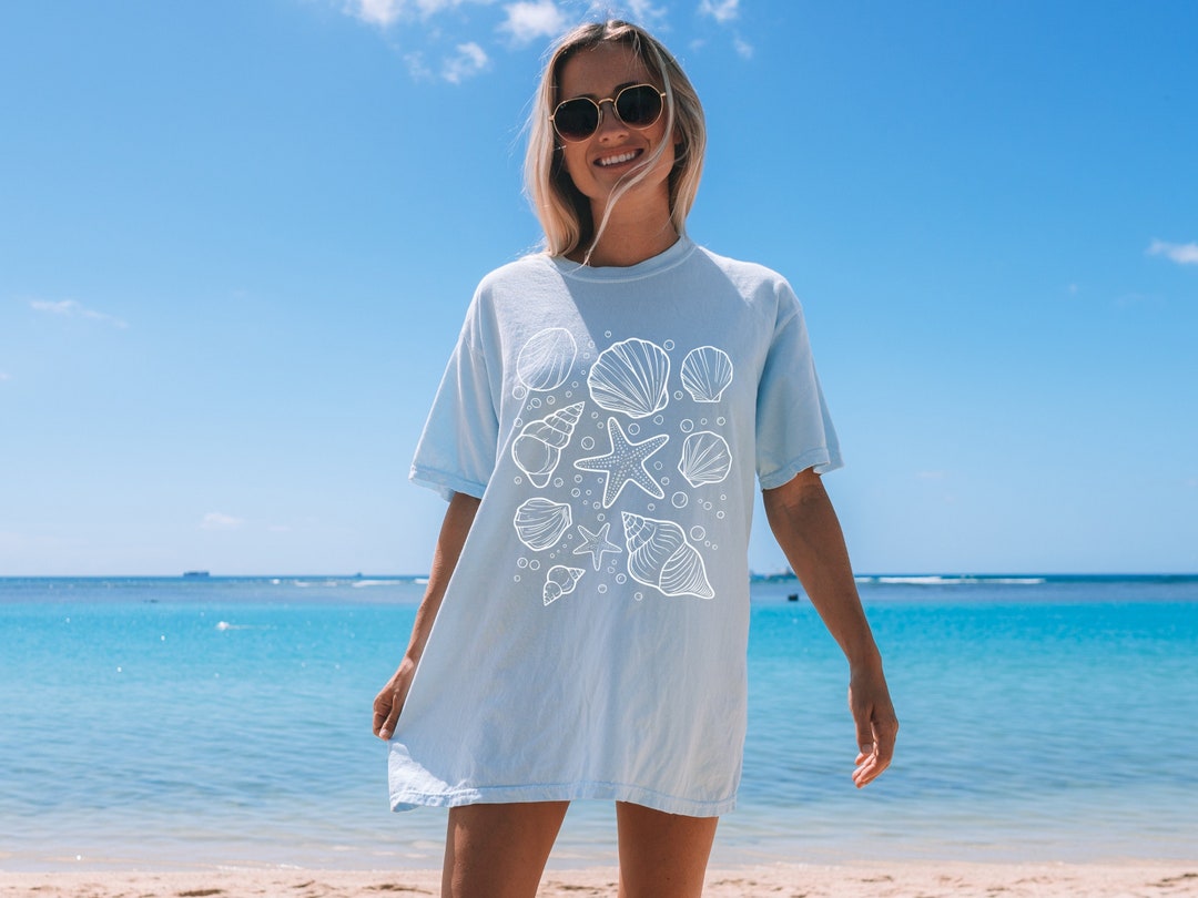 Sea Shell Shirt, Beach Shirt, Ocean Shirt, Summer Shirt, Sea Shell ...
