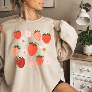 Strawberry Sweatshirt, Cottagecore Clothing, Strawberries Shirt ...