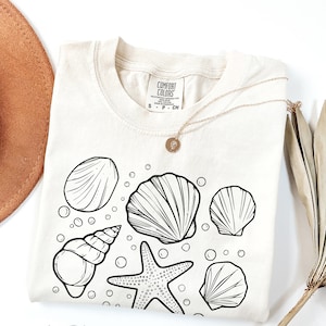Sea Shell Shirt, Beach Shirt, Ocean Shirt, Summer Shirt, Sea Shell ...