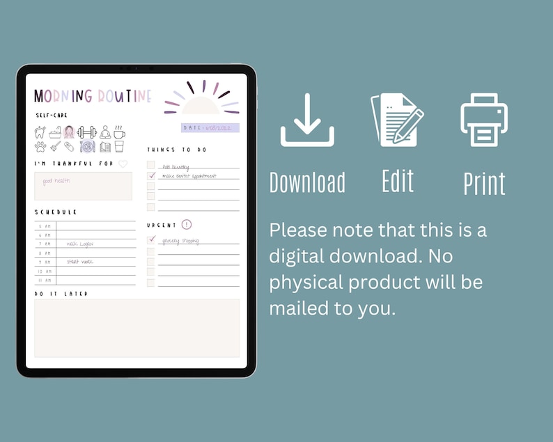 ADHD Daily Planner Printable Morning and Nighttime Routine - Etsy