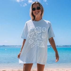 Sea Shell Shirt, Beach Shirt, Ocean Shirt, Summer Shirt, Sea Shell ...