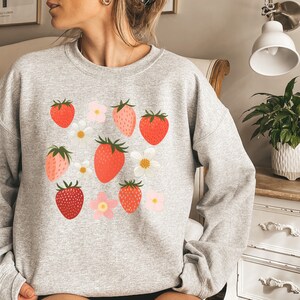 Strawberry Sweatshirt, Cottagecore Clothing, Strawberries Shirt ...