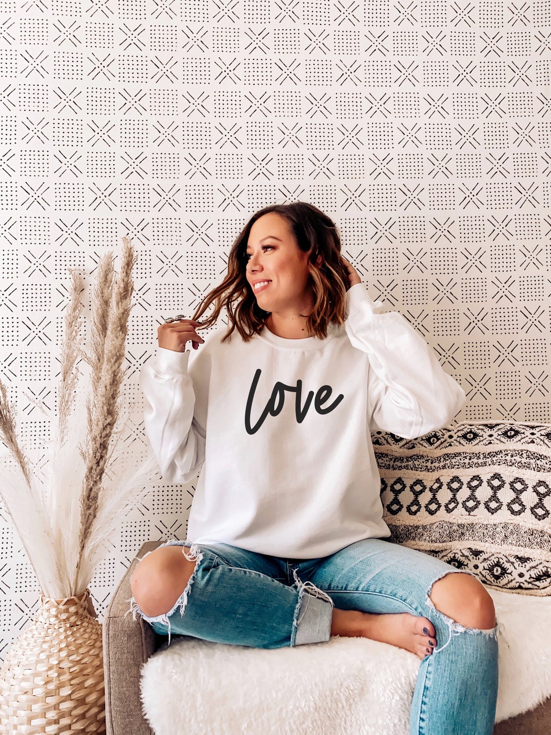 Love Sweatshirt, Heart Sweatshirt, Love Shirt, Loungewear, Women's ...