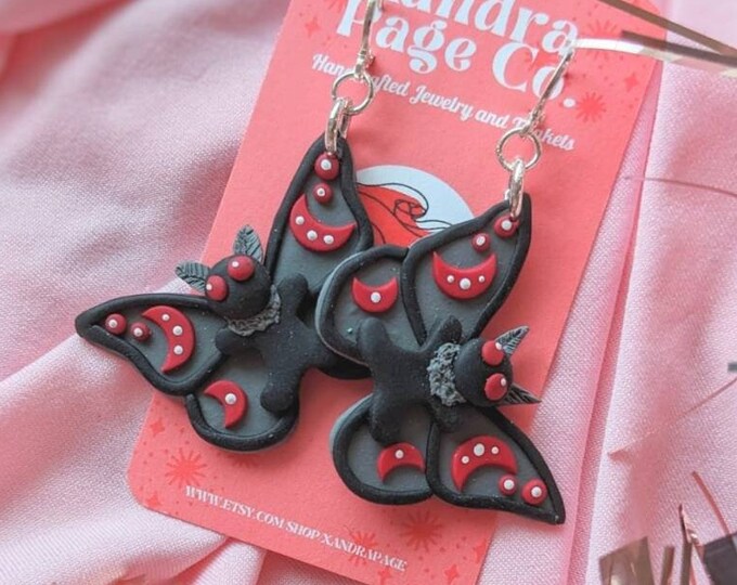 Mothman Earrings | Cute Kawaii Mothman Prophecies Polymer Clay Dangles ...