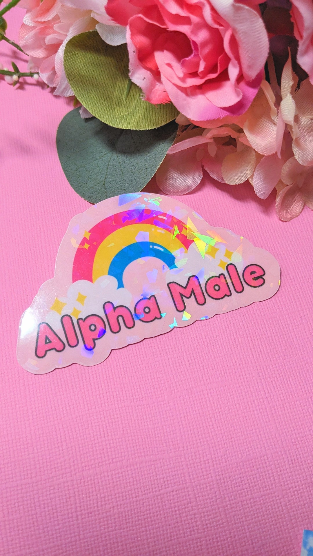 Rainbow Alpha Male Sticker Holographic Sticker for Laptop/bottle ...