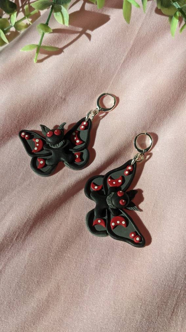 Mothman Earrings Cute Kawaii Mothman Prophecies Polymer Clay - Etsy