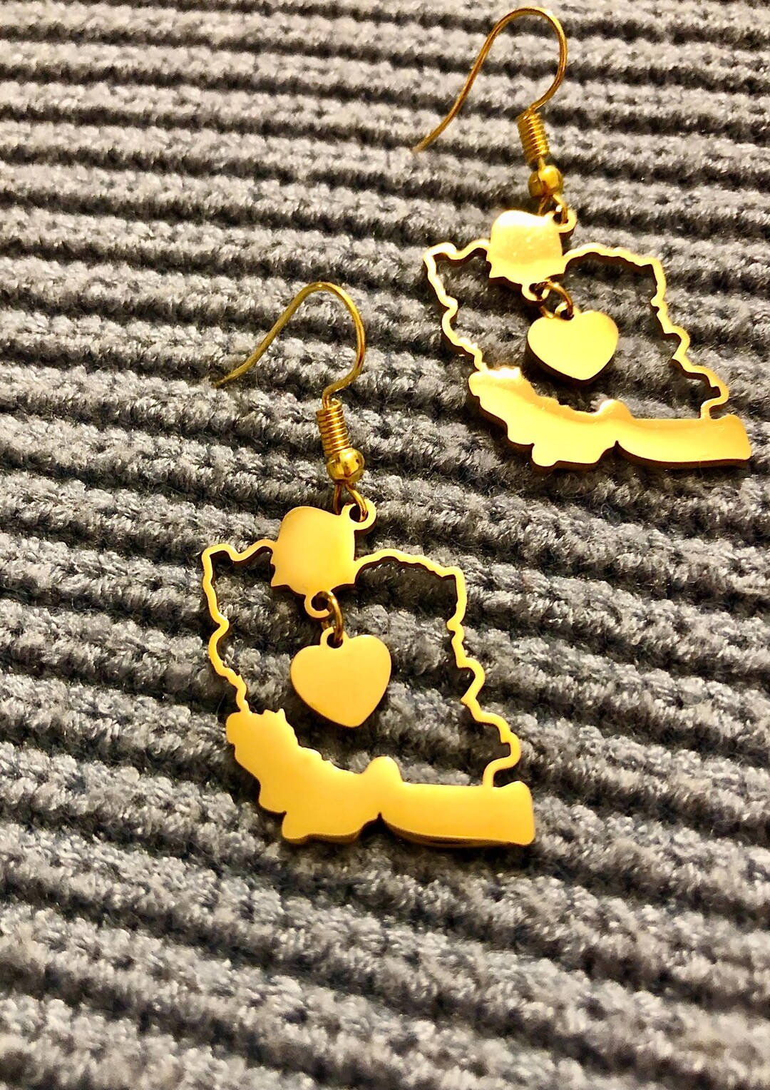 The Map of Persia Earrings, Persian Style Pars Land Handmade Stainless ...