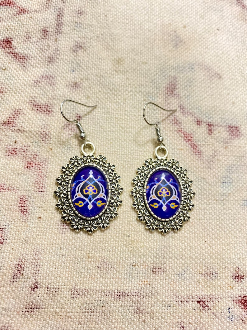 Persian Jewelry, Blue Historical Tile Earring, Traditional Persian ...