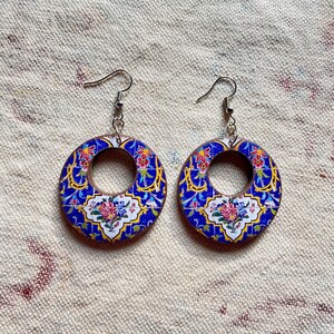 Persian Jewelry Wooden Earrings/ Colorful Pattern of Persian Tile ...