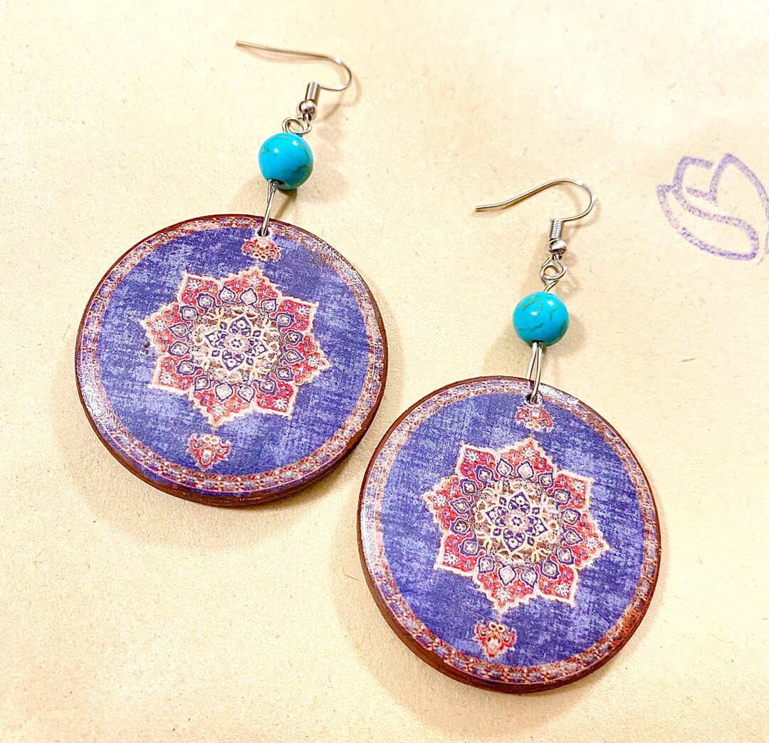 Persian Jewelry Persian Rug Handmade Wooden Earrings Jewelry Decopag ...