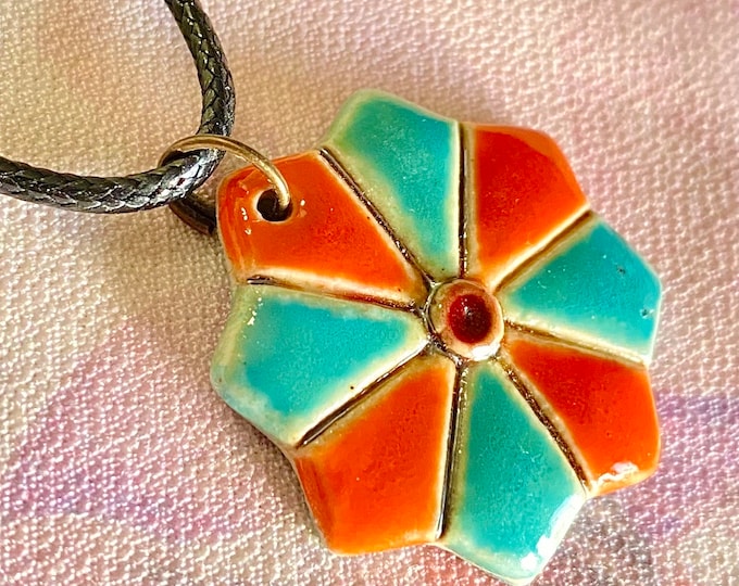 Persian Pendant Ceramic Pendant Geometric Art Ceramic Jewelry Colorful ...