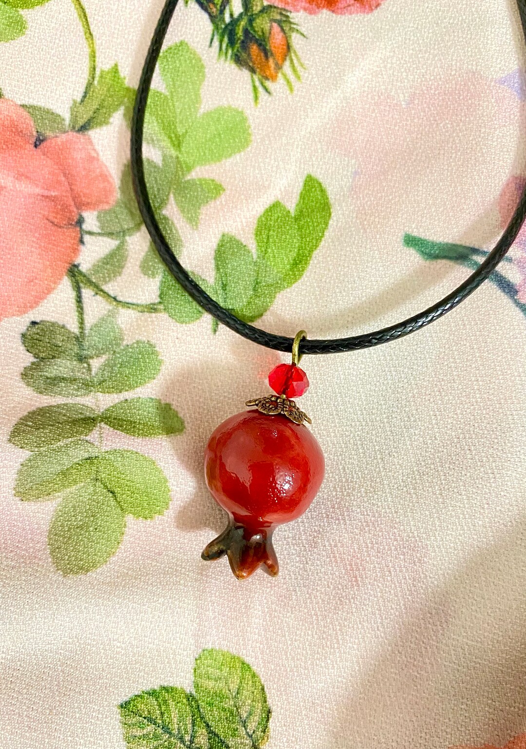 Ceramic Jewelry Anar Handmade Ceramic Pomegranate Pendant Red Necklace ...
