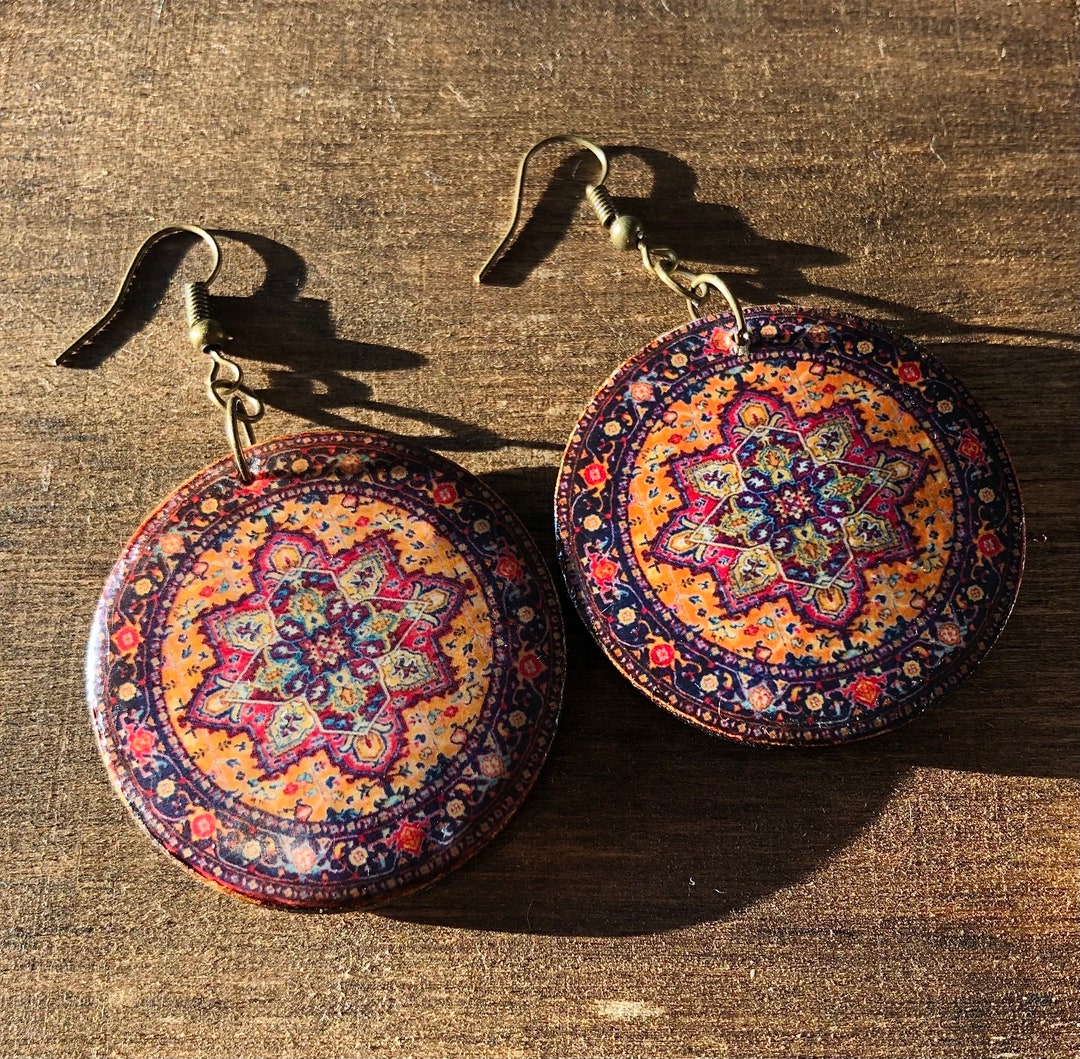 Persian Jewelry Persian Rug Handmade Wooden Earrings Jewelry Decopag ...