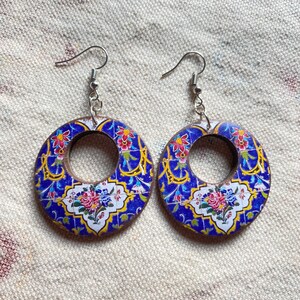 Persian Jewelry Wooden Earrings/ Colorful Pattern of Persian Tile ...