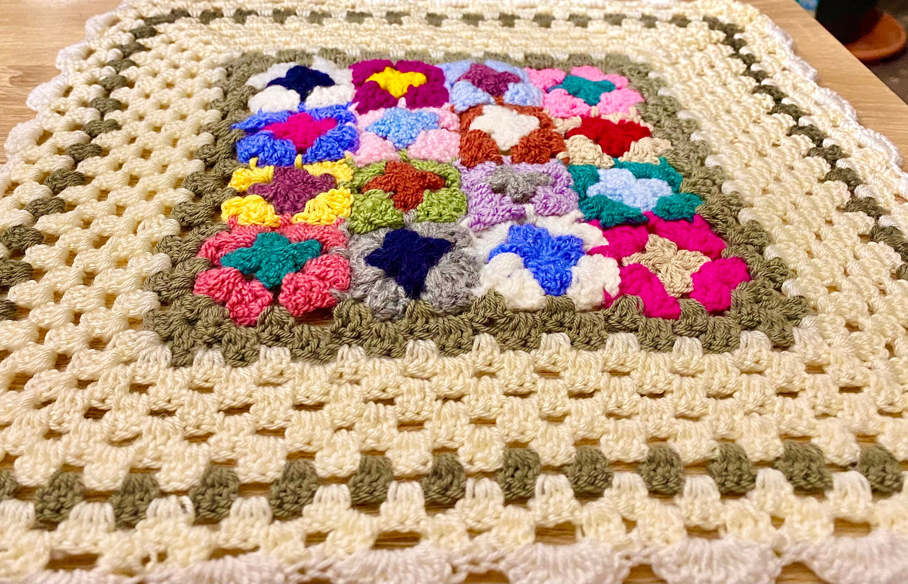 Handmade Knitted Granny Square Table Runner Square Multicolor - Etsy