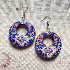 Persian Jewelry Wooden Earrings/ Colorful Pattern of Persian Tile ...
