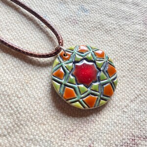 Persian Pendant Ceramic Pendant Geometric Art Ceramic Jewelry Colorful ...