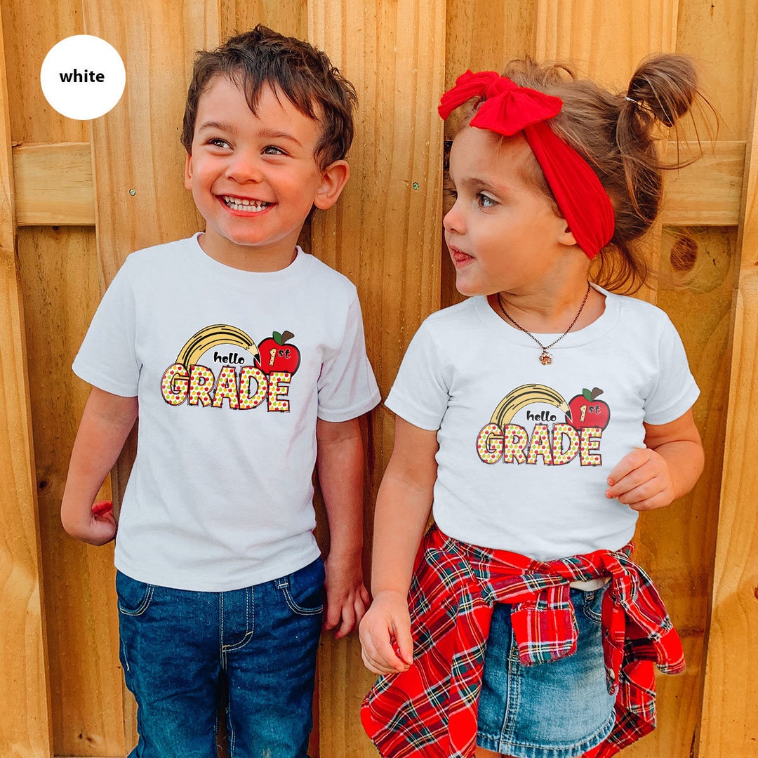 Cute First Grade Gift Back to School Youth Shirt Hello 1st - Etsy