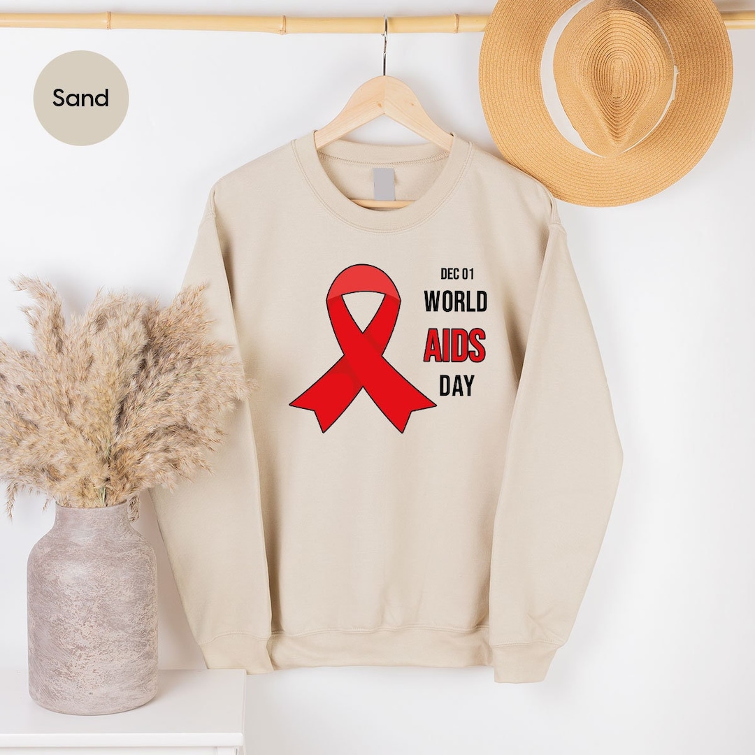 HIV Awareness Day Crewneck Sweatshirt, AIDS Warrior Long Sleeve T ...