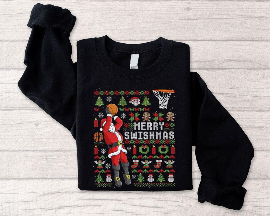 Christmas Basketball Sweatshirt, Basketball Christmas Hoodie, Santa ...