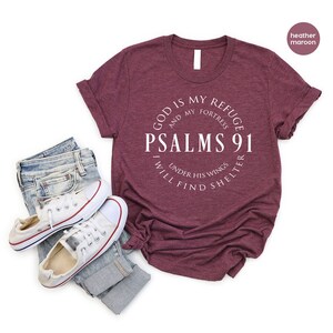 PSALMS 91 T Shirts, Bible Shirts. Christian Shirts, God Lover Shirt ...